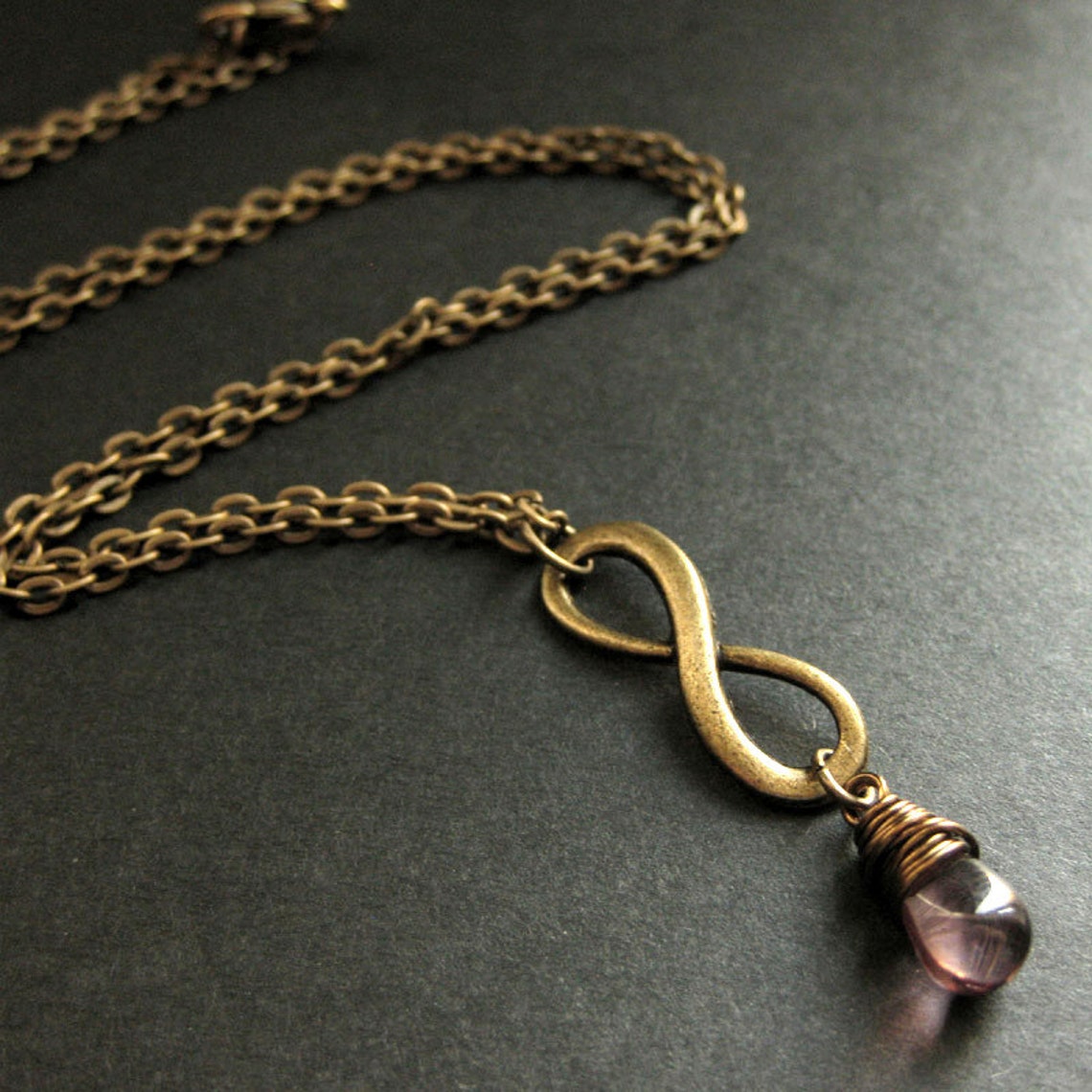 Bronze Infinity Symbol Necklace. Teardrop Necklace. Wire - Etsy