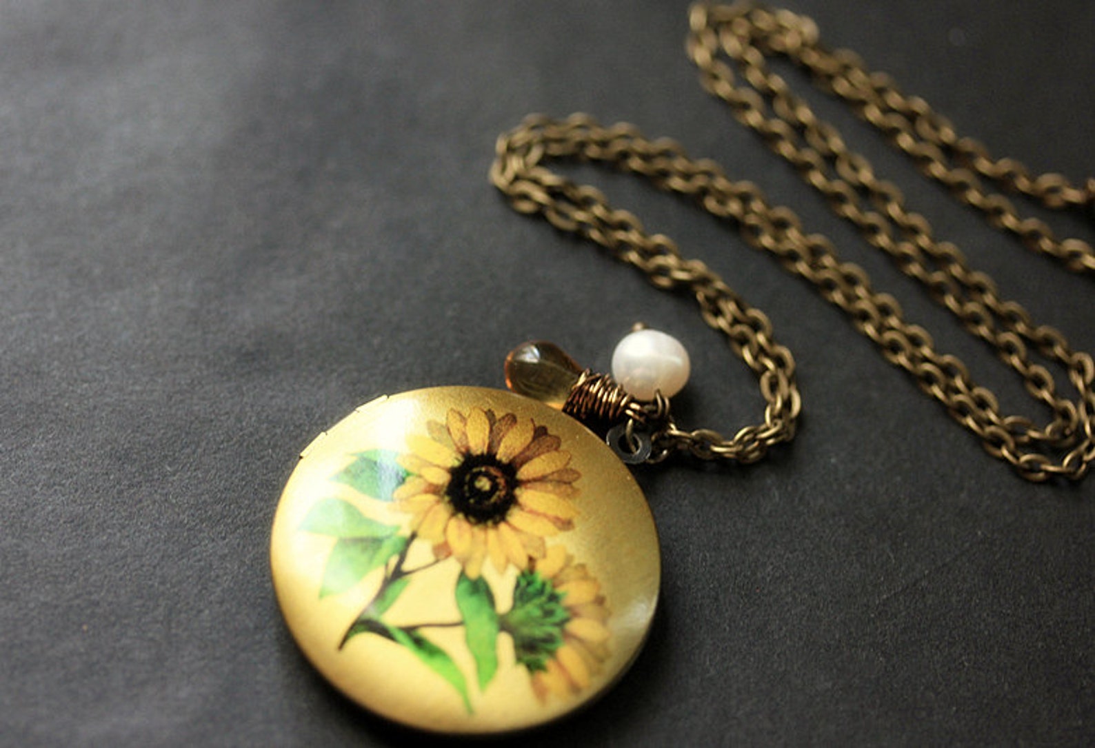 Sunflower Necklace. Sun Flower Locket Necklace. Sunflower - Etsy