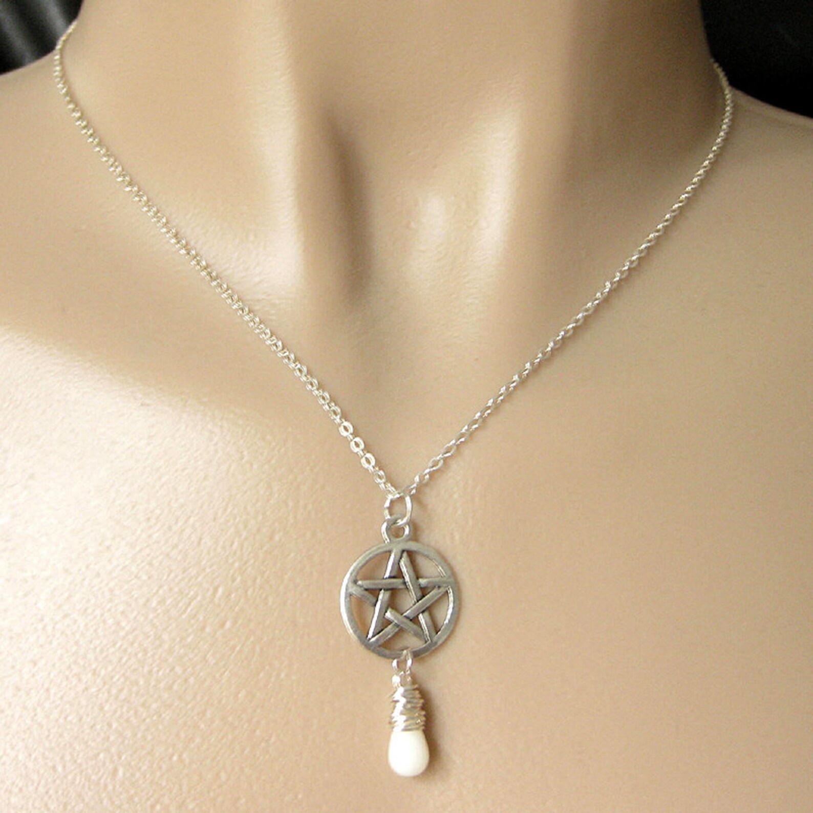 Pagan Necklace. White Coral Necklace. Teardrop Necklace. - Etsy