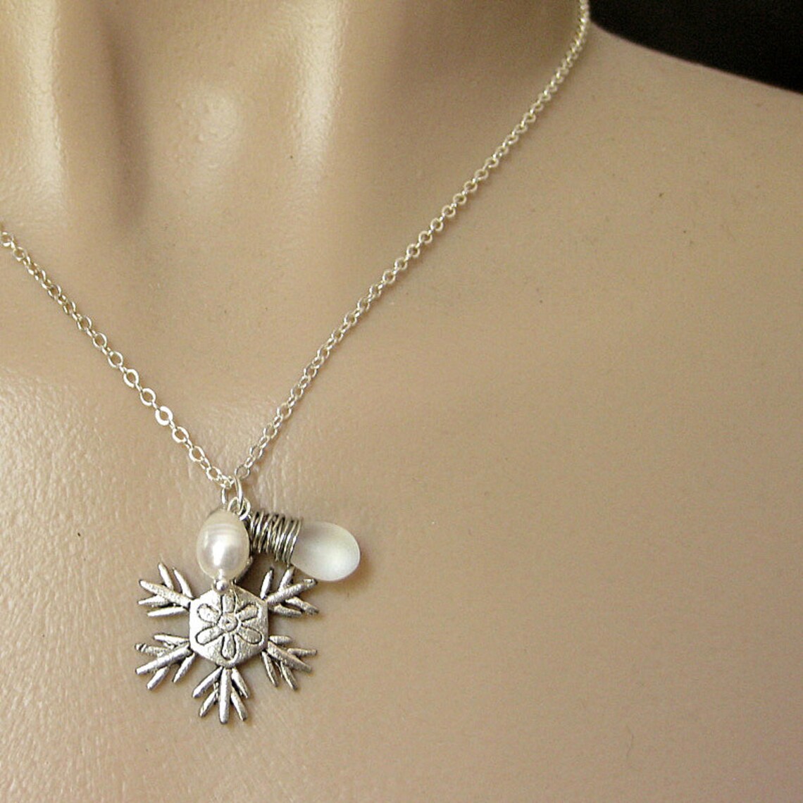Snowflake Charm Necklace. Silver Snowflake Pendant With - Etsy