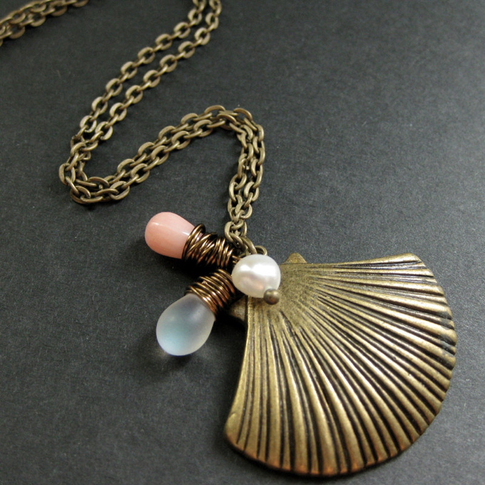 Shell Necklace Seashell Necklace With Pink Coral and Fresh - Etsy