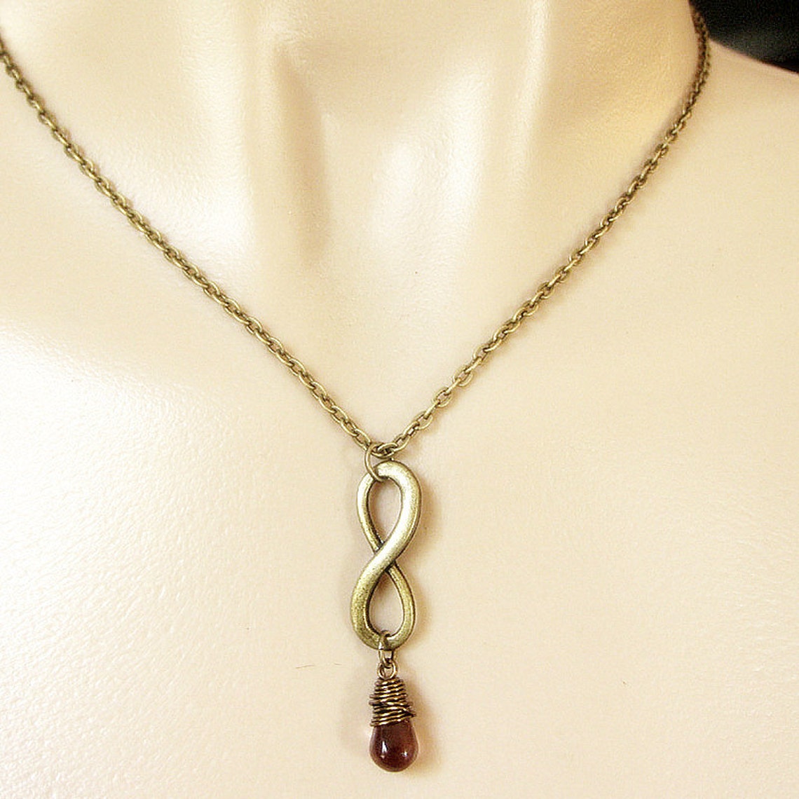 Bronze Infinity Symbol Necklace. Teardrop Necklace. Wire - Etsy