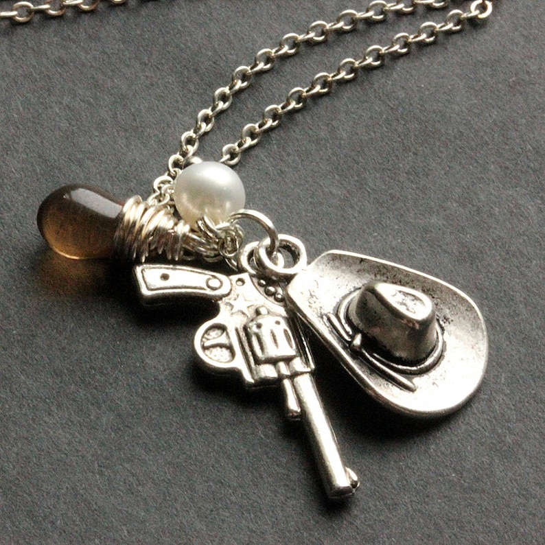 Cowboy Necklace. Cowgirl Necklace in Silver With Brown - Etsy