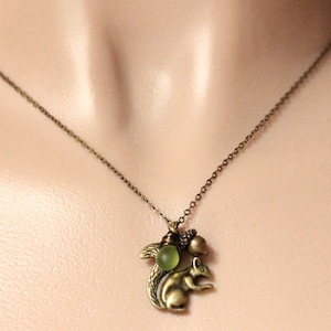 Woodland Squirrel Charm Necklace. Woodland Necklace With Acorn Charm ...