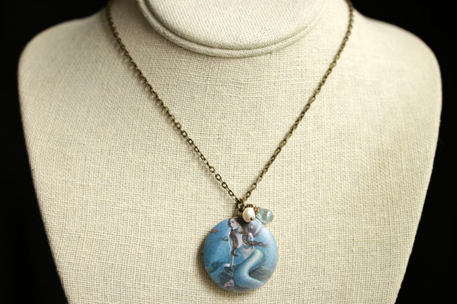 Blue Mermaid Locket Necklace. Mermaid Necklace With Blue - Etsy