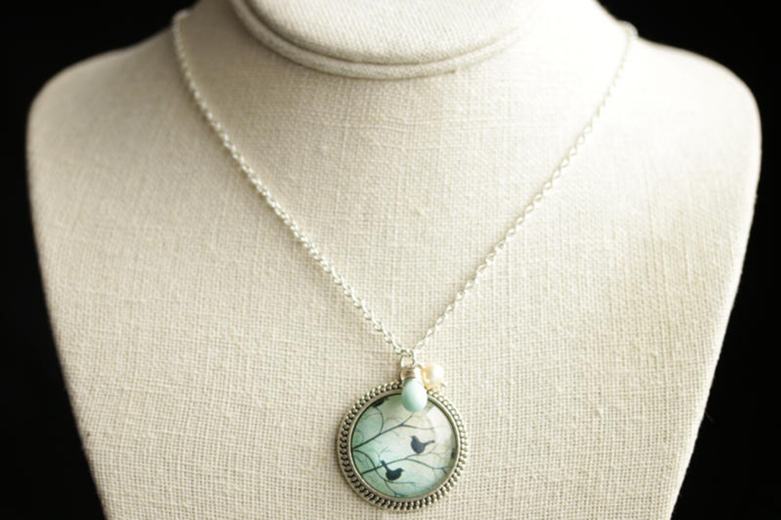 Aqua Blue Bird Necklace. Bird Pendant With Pale Yellow Fresh - Etsy