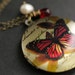 Red Butterfly Necklace. Butterfly Locket Necklace With Red Teardrop and ...