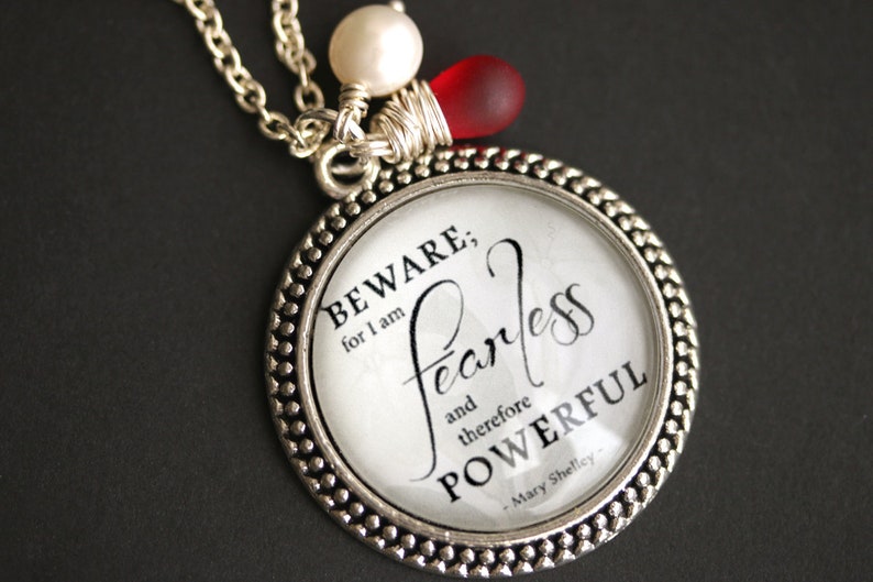 Beware for I Am Fearless Necklace. Mary Shelley Quote Necklace - Etsy