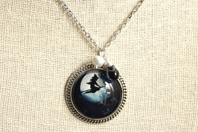 Witch Necklace. Witch Pendant. Halloween Necklace with Dark | Etsy