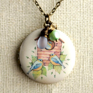 Bluebird Family Locket Necklace. Blue Bird Family Necklace With Blue ...