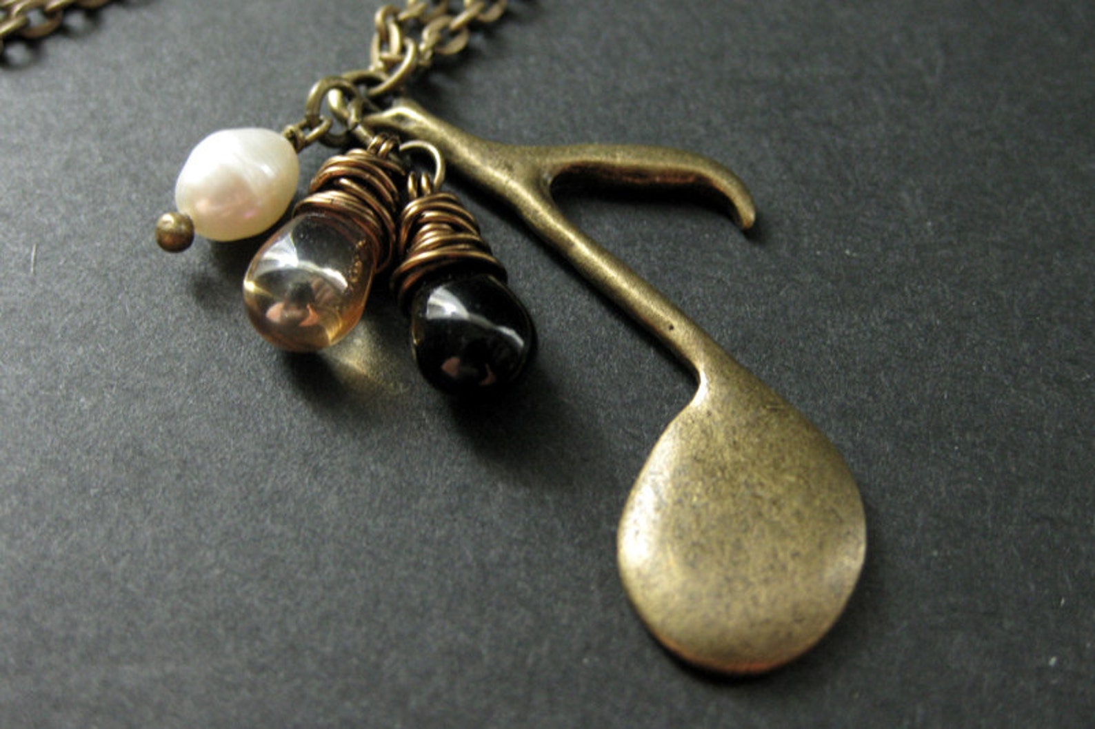 Music Necklace. Musical Note Necklace With Wire Wrapped | Etsy