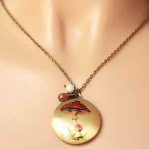 Red Mushroom Necklace. Toad Stool Locket Necklace. Gnome Home Locket ...