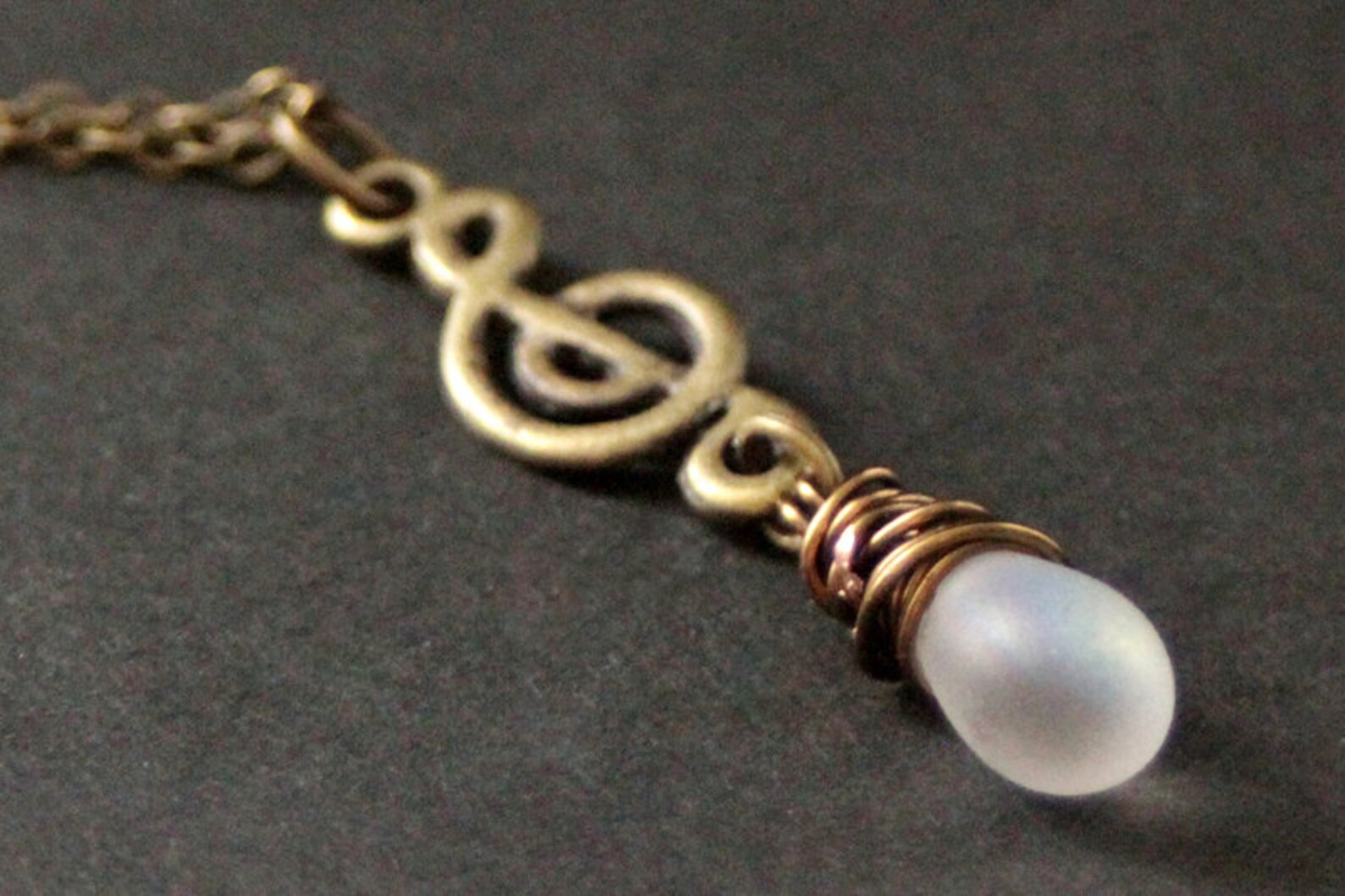 Musical Note Necklace. Treble Clef Necklace. Music Necklace. Frosted ...