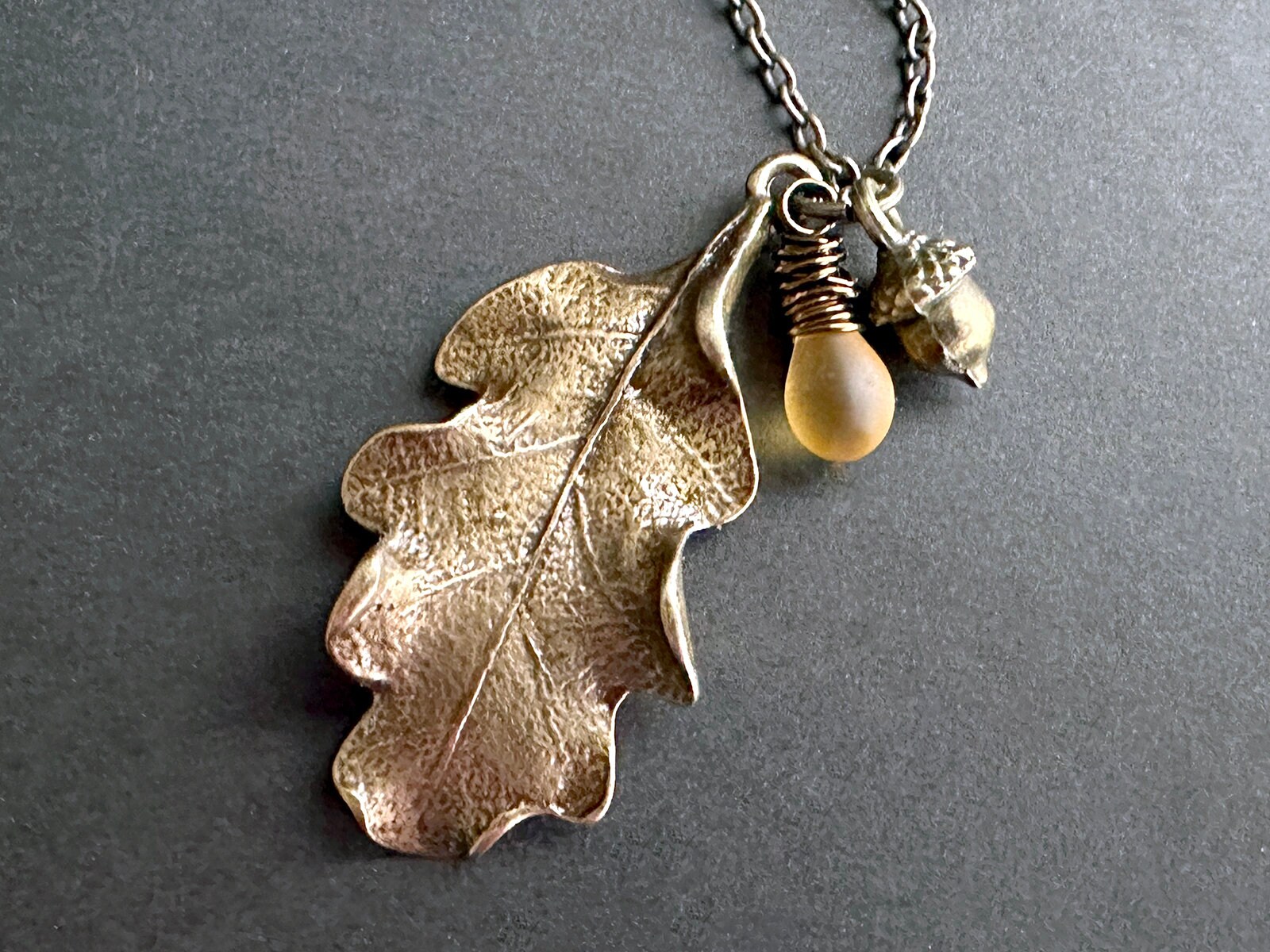 Oak Leaf and Acorn Necklace. Oak Leaf Necklace. Bronze Oak Leaf Pendant ...