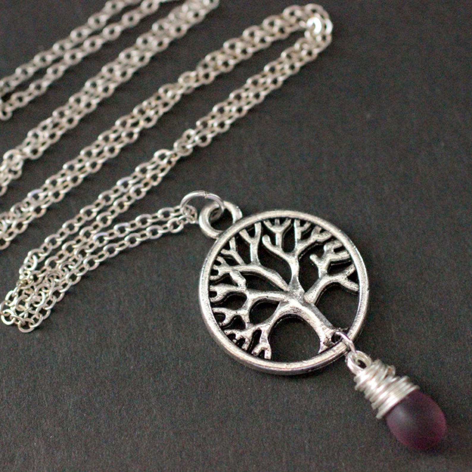 Tree Necklace. Tree of Life Necklace in Silver. Wire Wrapped Clouded ...