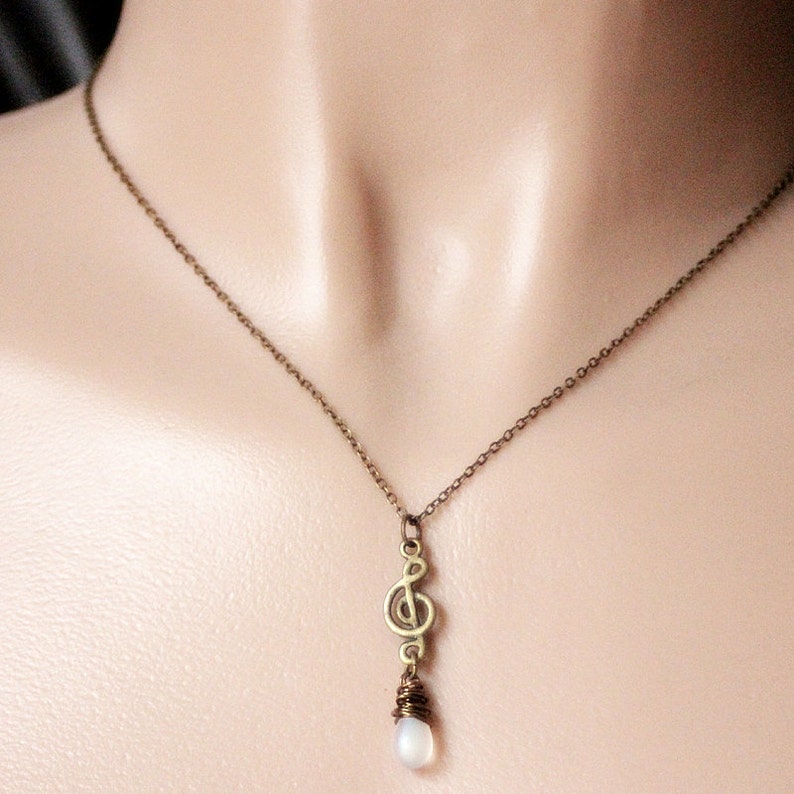 Musical Note Necklace. Treble Clef Necklace. Music Necklace. Frosted ...