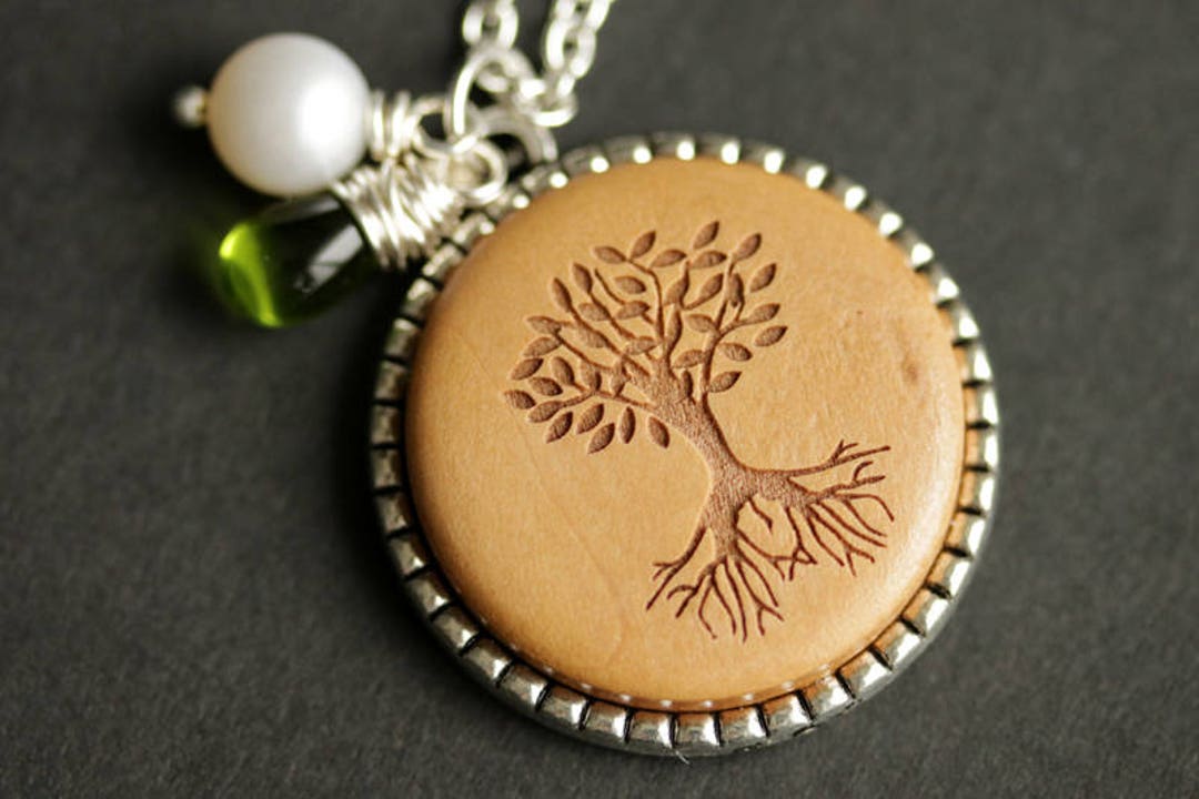 Wood Tree Necklace. Tree of Life Pendant. Wooden Necklace With Glass ...