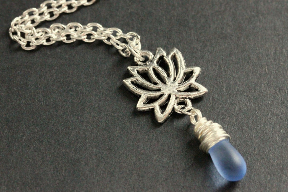 Lotus Flower Necklace. Silver Lotus Necklace. Lotus Flower Charm ...