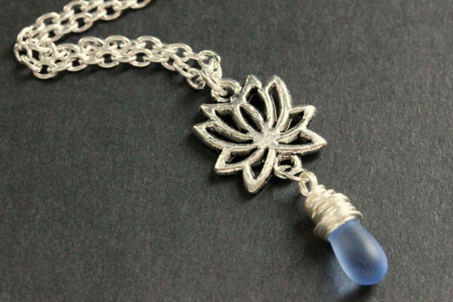 Lotus Flower Necklace. Silver Lotus Necklace. Lotus Flower - Etsy