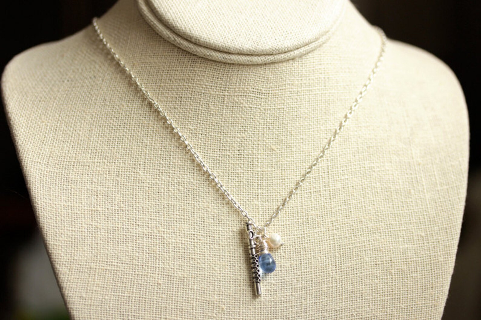 Flute Necklace. Music Necklace. Silver Flute Charm Necklace. - Etsy