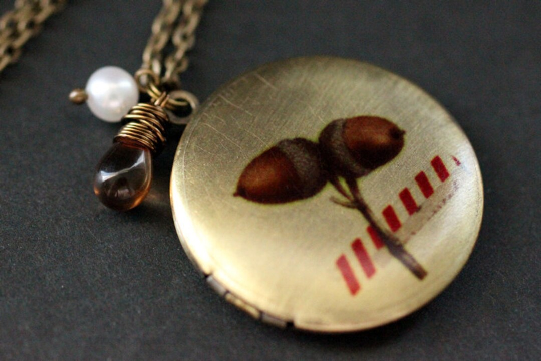 Acorn Locket Necklace. Acorn Necklace. Nature Necklace. Bronze Locket ...