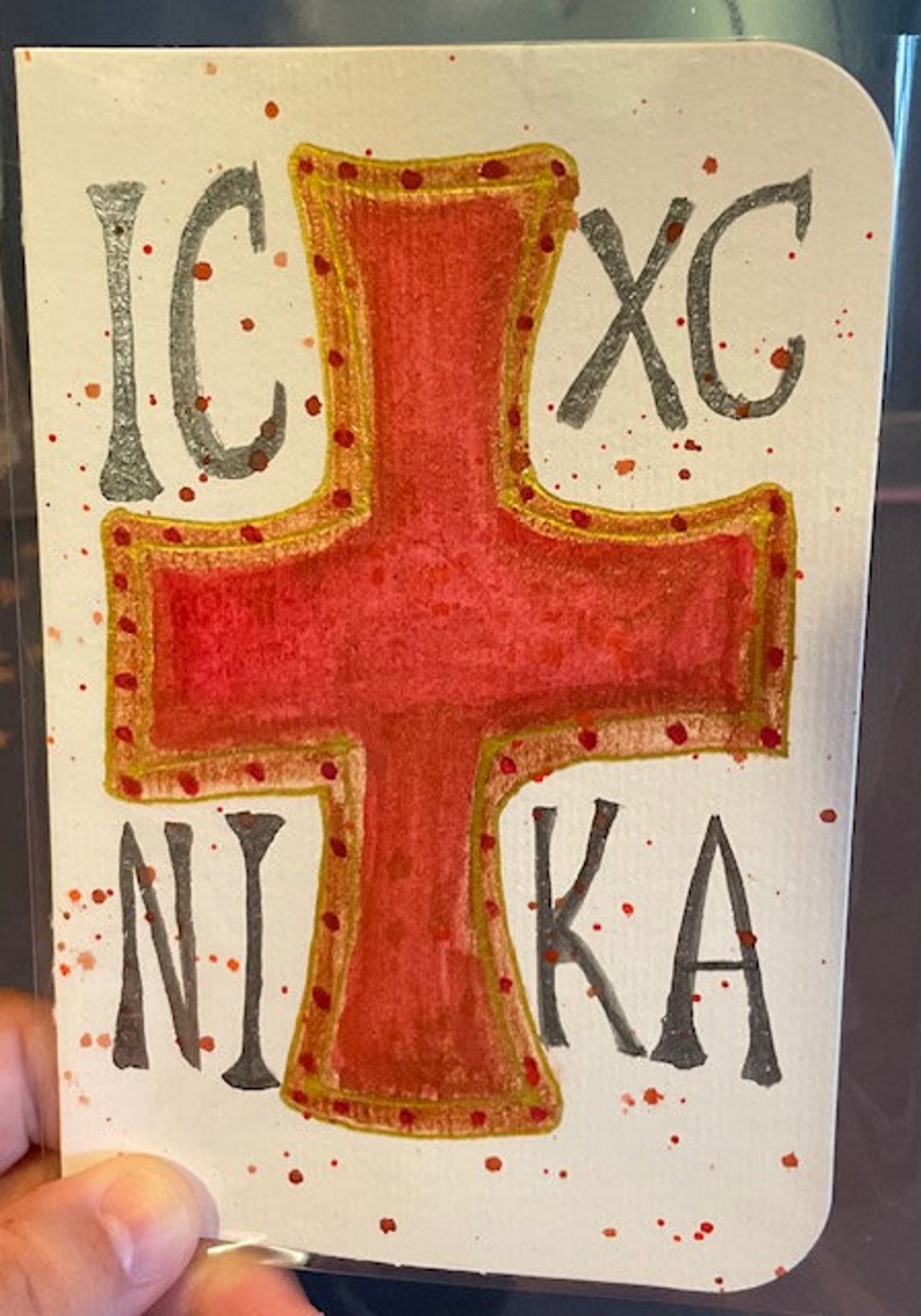 Jesus Christ Conquers Orthodox Christogram Watercolor Greeting Card - Etsy