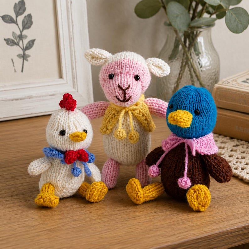 Chicken Duck Lamb Knitting Pattern PDF, Farm Animal Toy Knitting ...