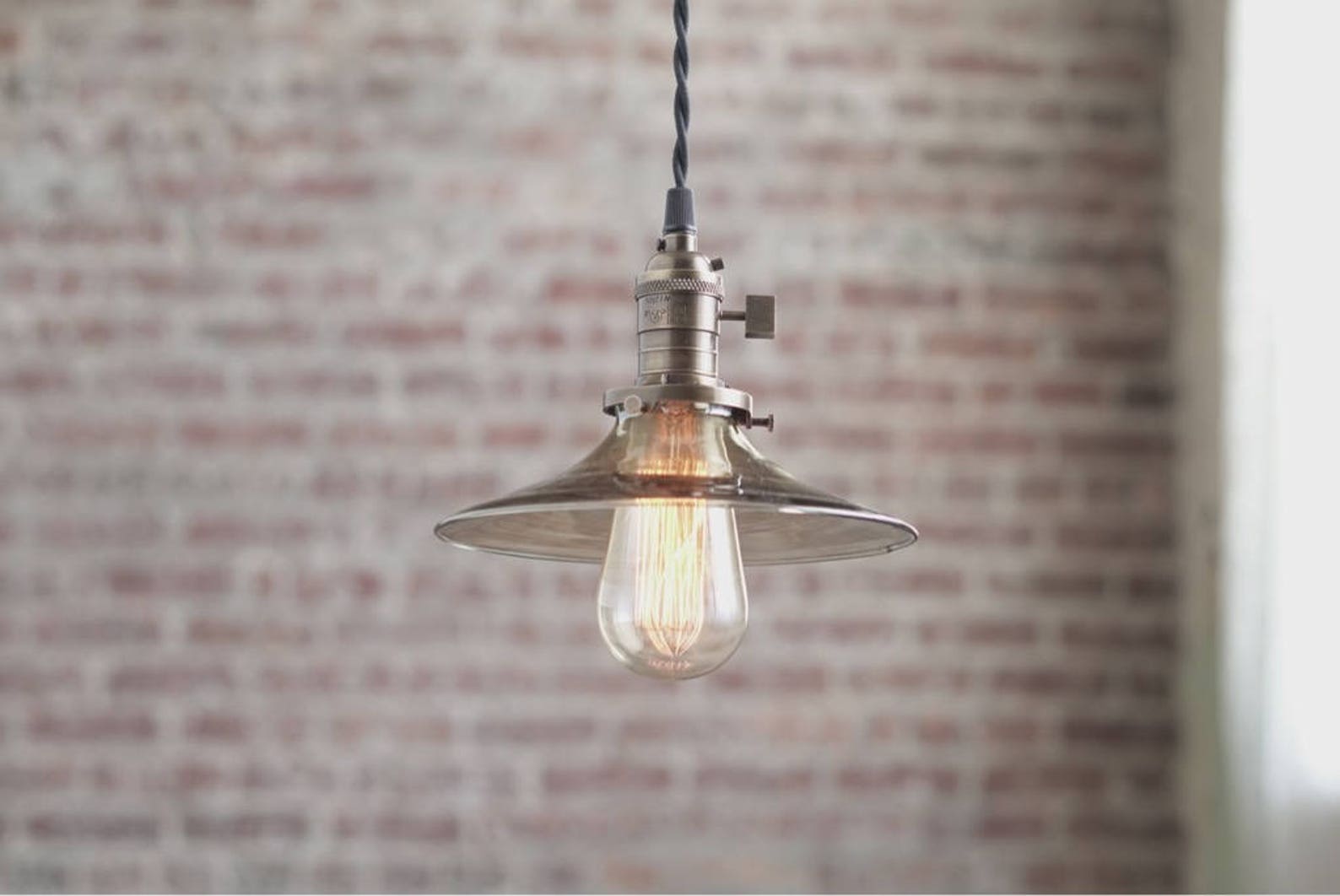 Pendant Lights Smoked Glass Shade Hanging Pendant Light Etsy