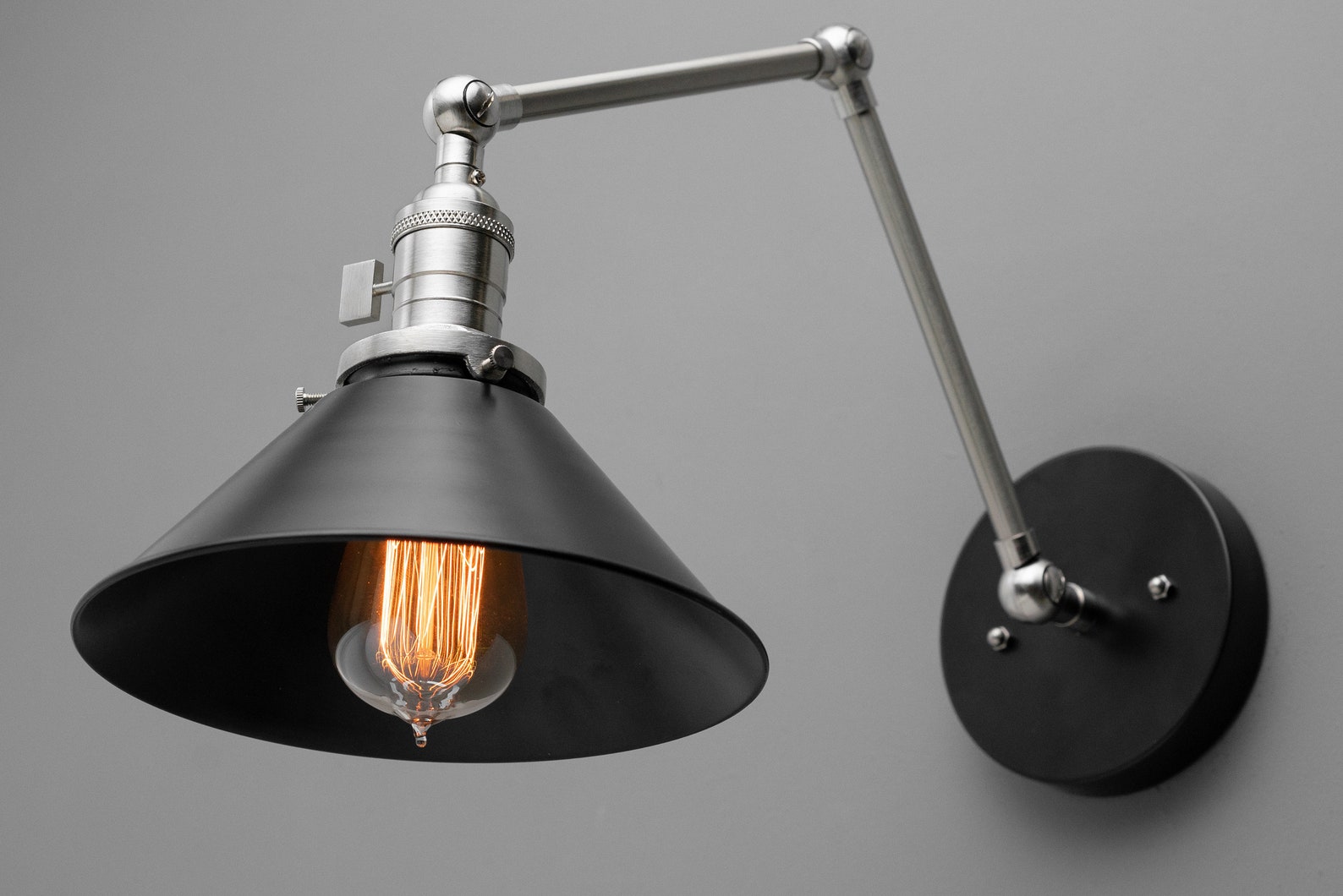 Black Shade Light Adjustable Sconce Drafting Light Wall | Etsy