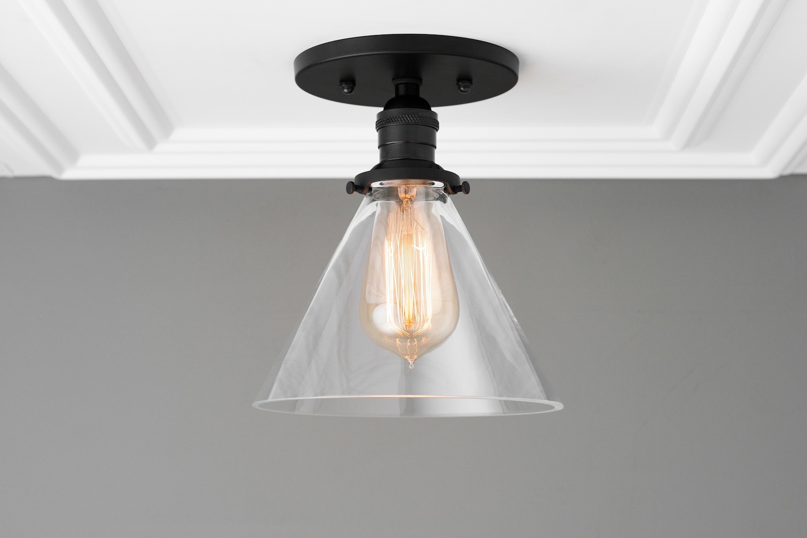 Cone Shade Ceiling Lampshade Ceiling Light Semi Flush - Etsy