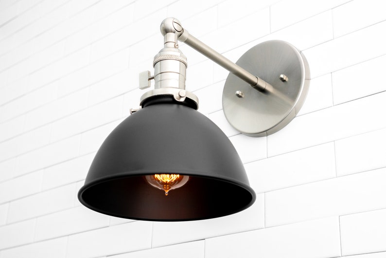 Matte Black Sconce Black Shade Light Fixture industrial - Etsy