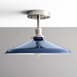14" Blue Industrial Shade Fixture - Ceiling Lights - Semi Flush Lamp ...