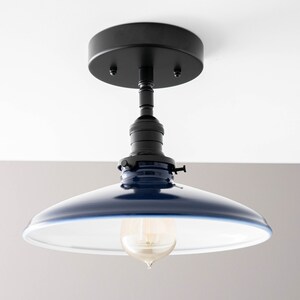 10" Blue Enamel Light Fixture - Industrial Lighting - Semi Flush ...