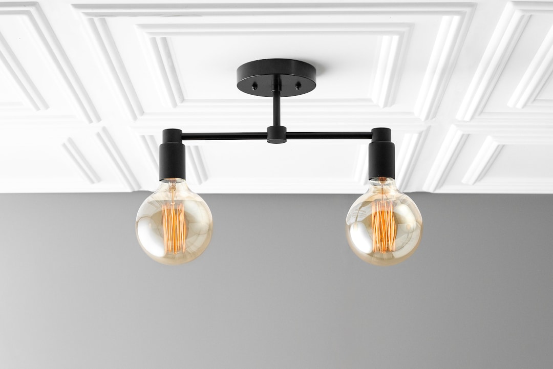 Ceiling Vanity Light - Edison Bulb Light Fixture - Drop Ceiling Lamp ...