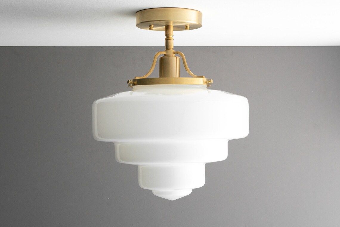 12 Wedding Cake Ceiling Light Milk Glass Light Fixture - Etsy