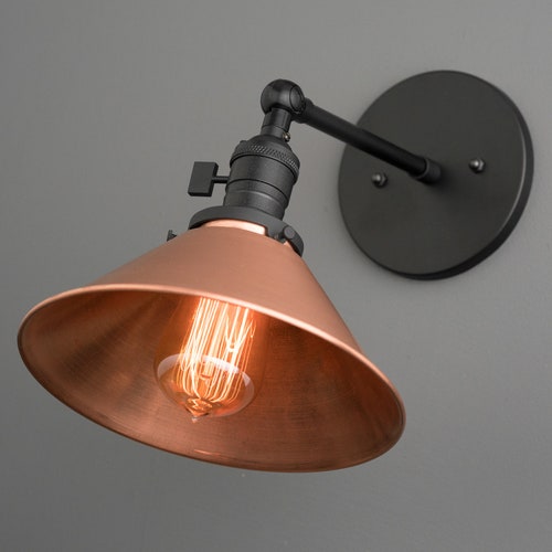 Copper Shade Sconce Adjustable Light Rustic Sconce Wall - Etsy