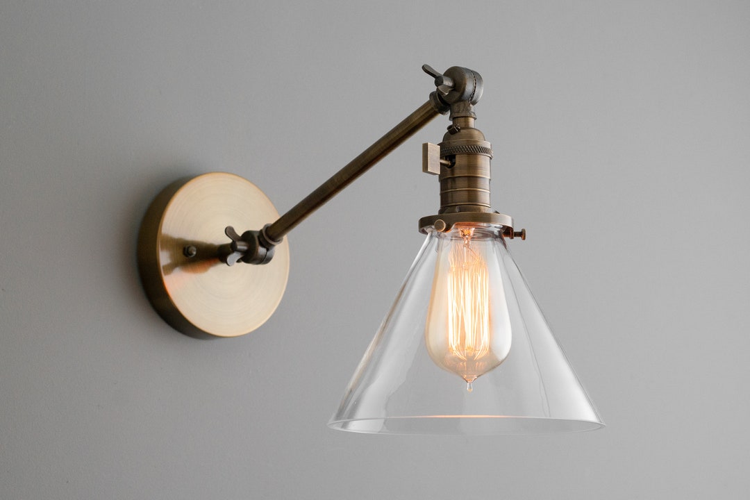 Clear Cone Sconce - Adjustable Light - Rustic Sconce - Wall Light ...