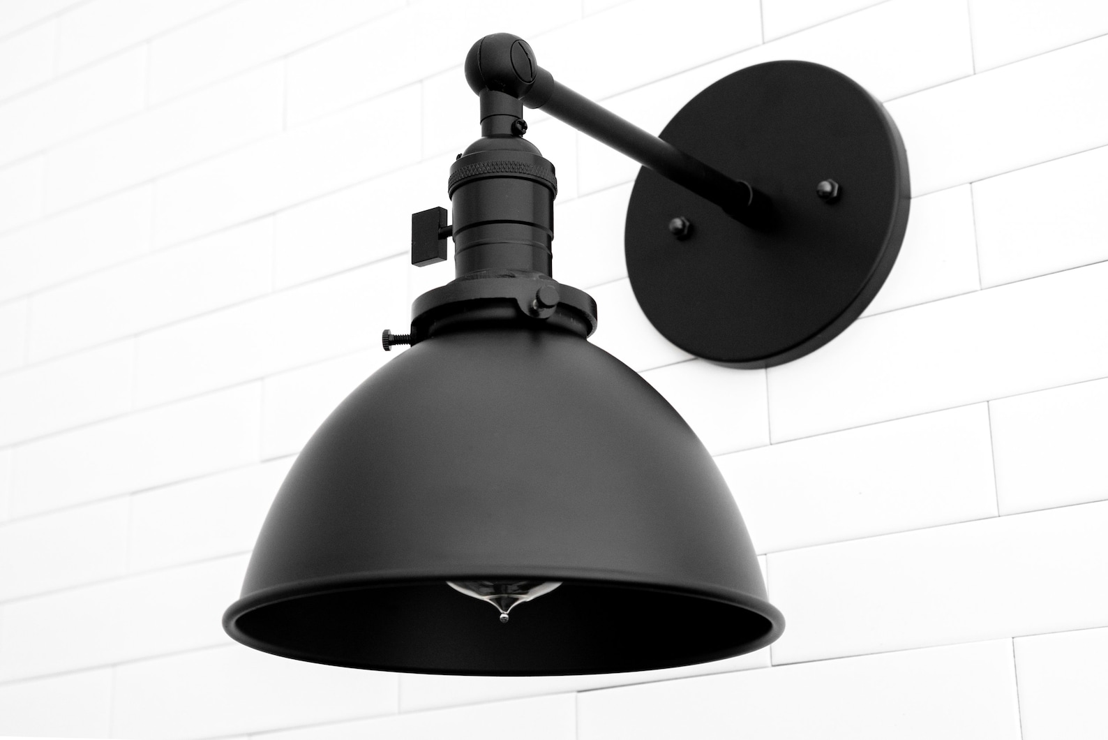 Matte Black Sconce Black Shade Light Fixture industrial - Etsy