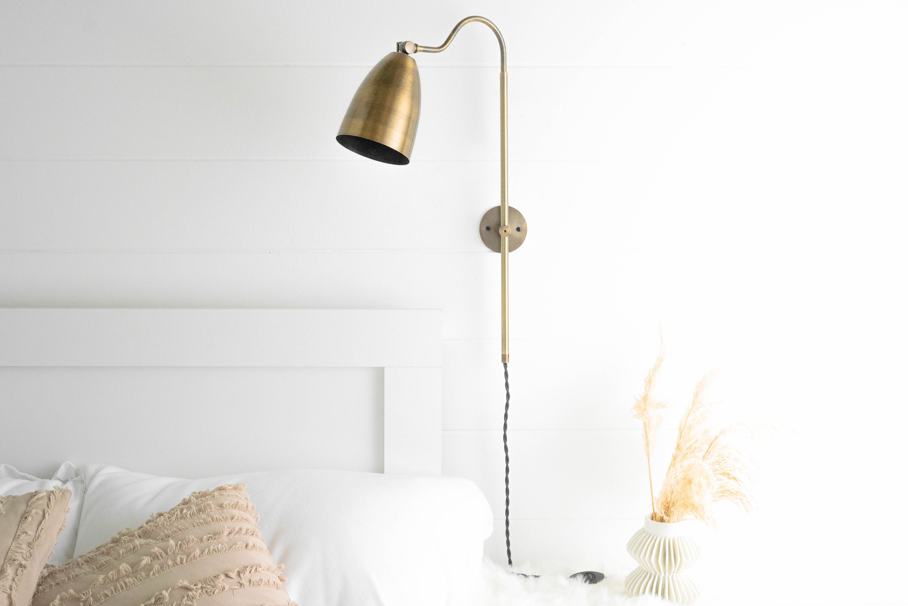 Bedside Lighting Bedside Wall Sconce Plug in Wall Sconce - Etsy UK