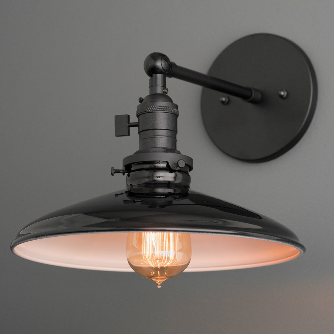Black Shade Wall Sconce - Bedside Light - Industrial Lighting ...