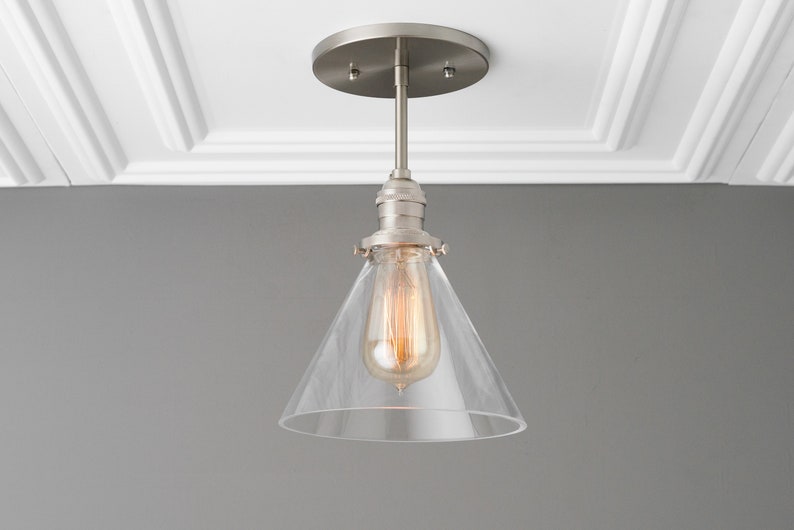 Glass Shade Drop Ceiling Light Industrial Lighting | Etsy