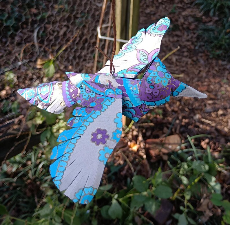 Purple Paisley and Blue Marbled 3D Paper Bird - Etsy