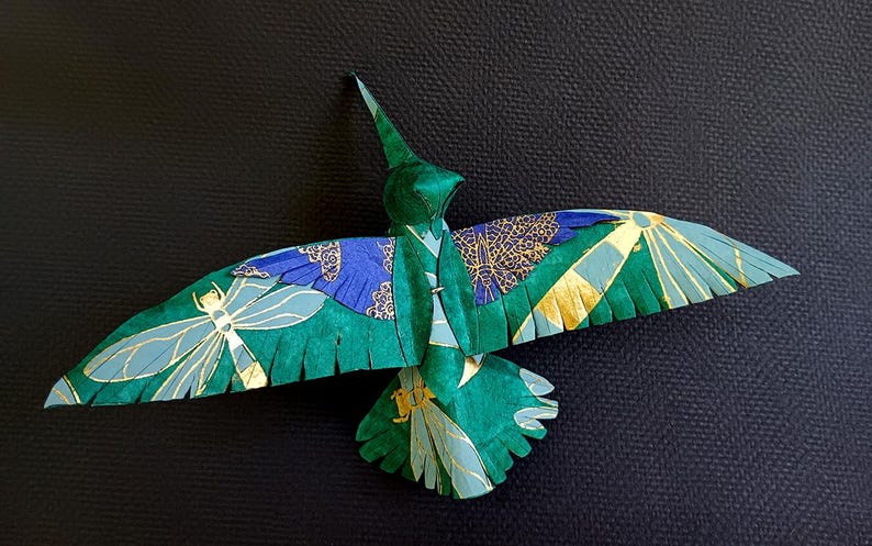 Deep Green Ruby Throated Paper Hummingbird - Etsy