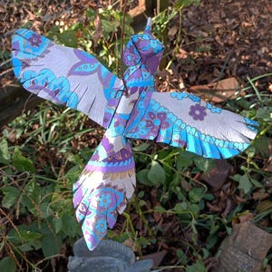 Purple Paisley and Blue Marbled 3D Paper Bird - Etsy