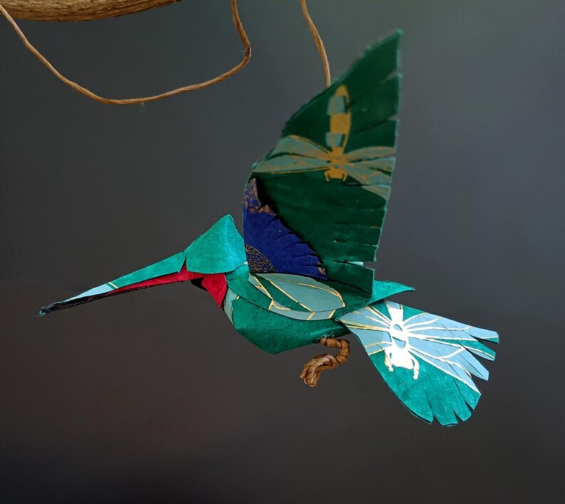 Deep Green Ruby Throated Paper Hummingbird - Etsy