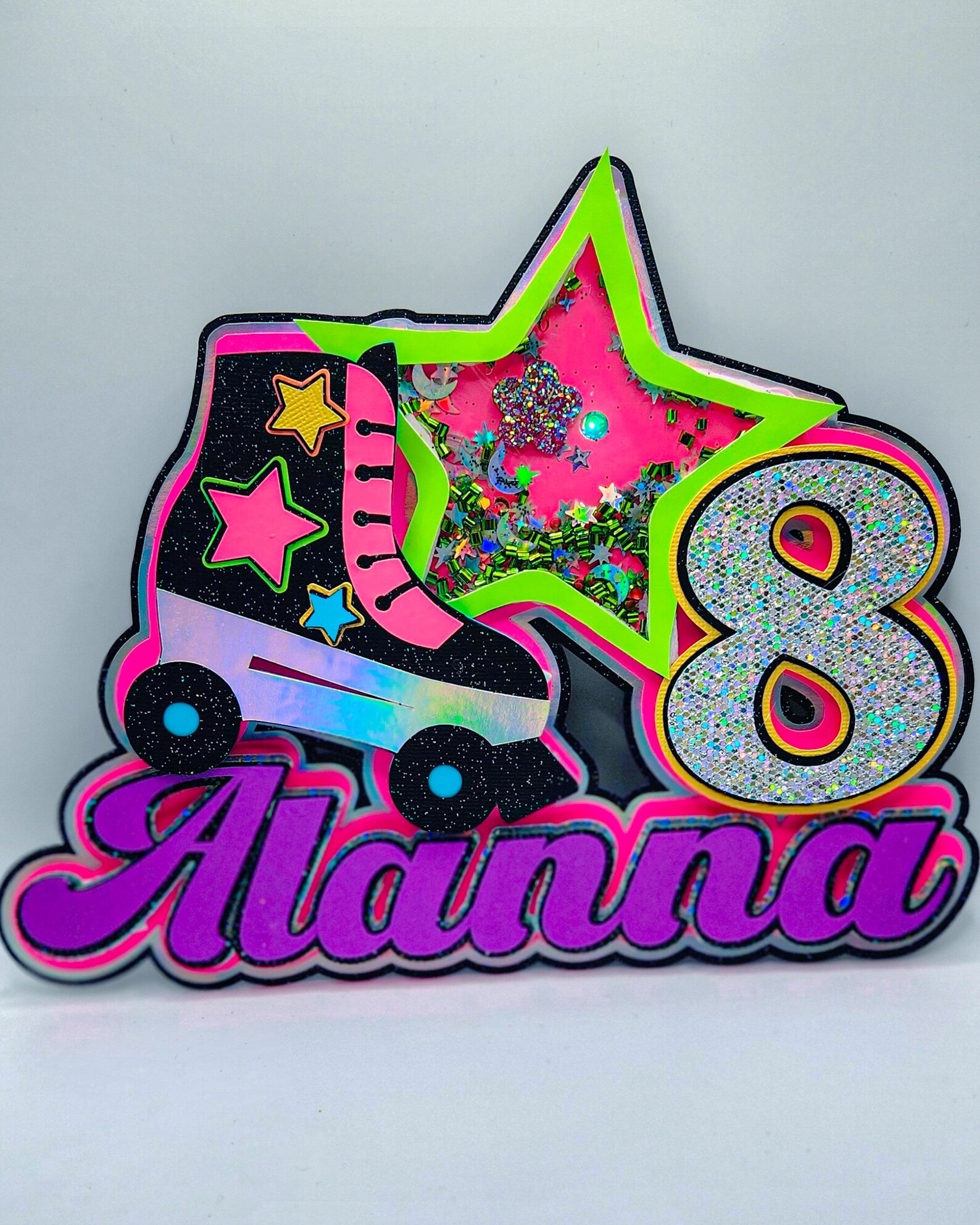 Roller Skate Cake Topper Neon Cake Topperroller Skate - Etsy