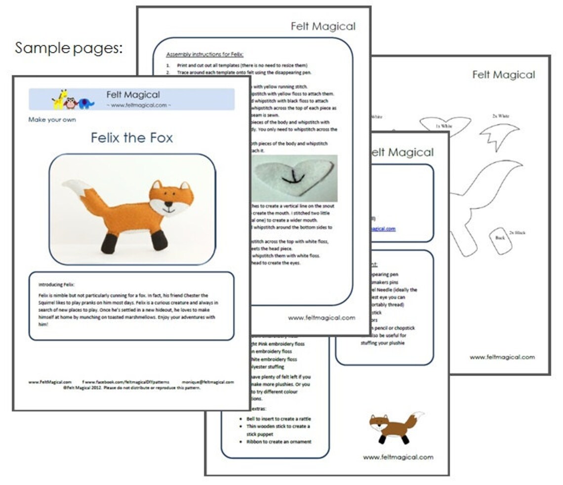 Felt Plushie Hand Sewing Pattern PDF. Complete Instructions to Make ...