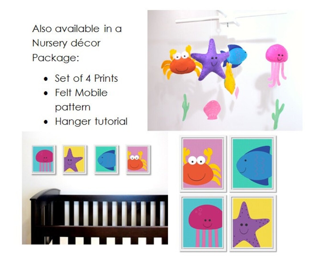 Felt Baby Crib Mobile Pattern. Seaside Animals Sewing Pattern PDF ...