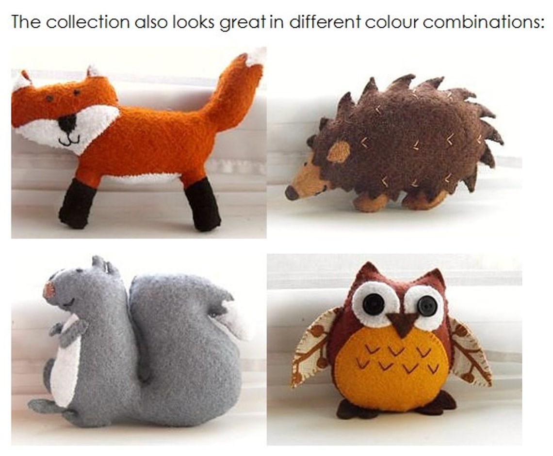 Felt Plushie Woodland Collection Handsewing Pattern PDF. INSTANT ...