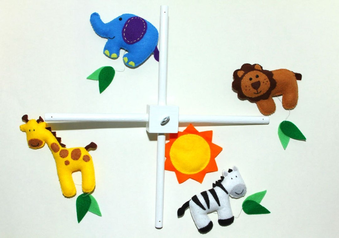 Felt Baby Crib Mobile Pattern. Jungle Safari Animals Mobile. DIY Sewing ...